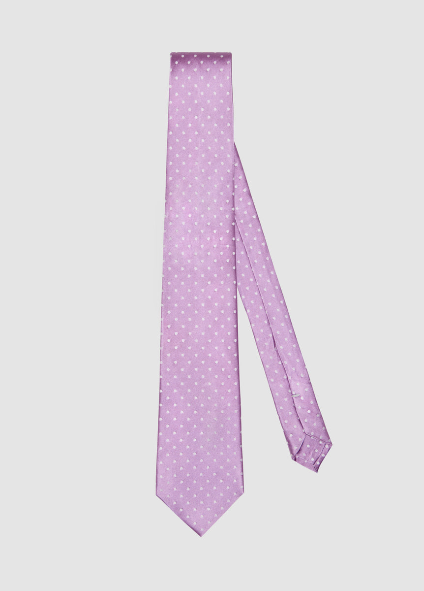 Corbata Lila Con Topos Blancos de hombre para boda | Havoc
