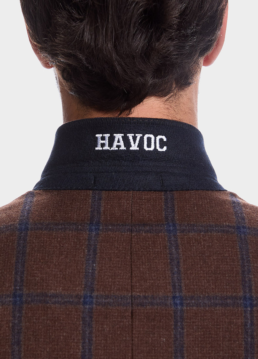 Saco Cafe Con Lineas Azul Marino Super 100| HAVOC